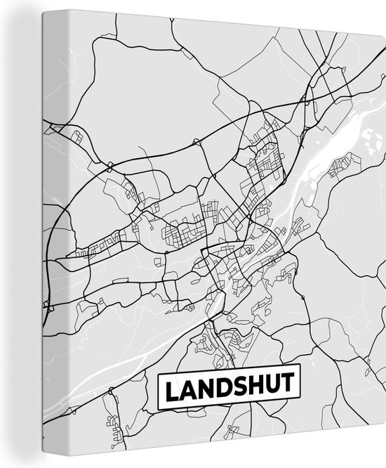 Canvas Schilderij Plattegrond - Duitsland - Landshut - Kaart ...