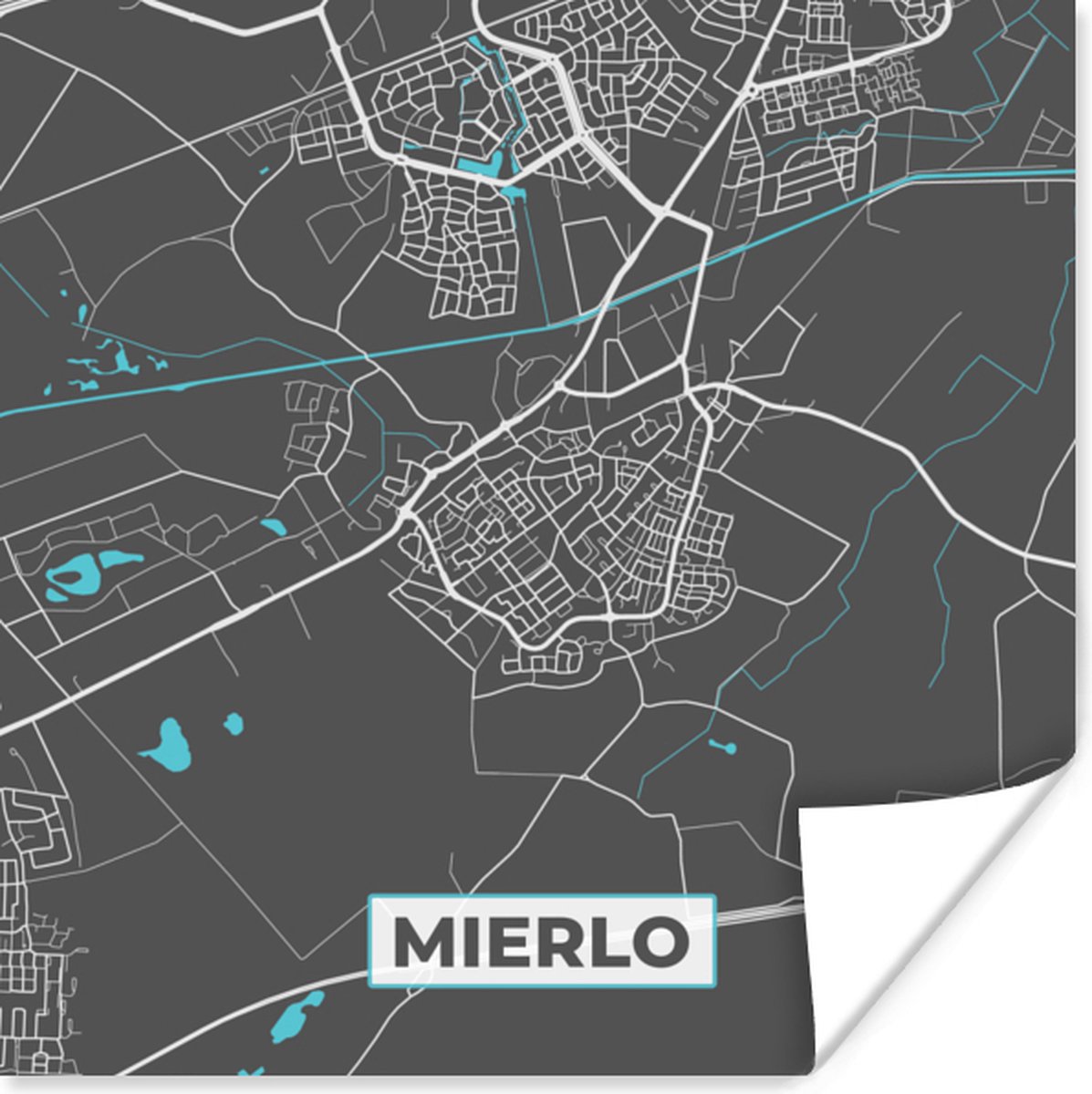 Poster Plattegrond - Mierlo - Kaart - Stadskaart - 100x100 cm XXL | bol.com