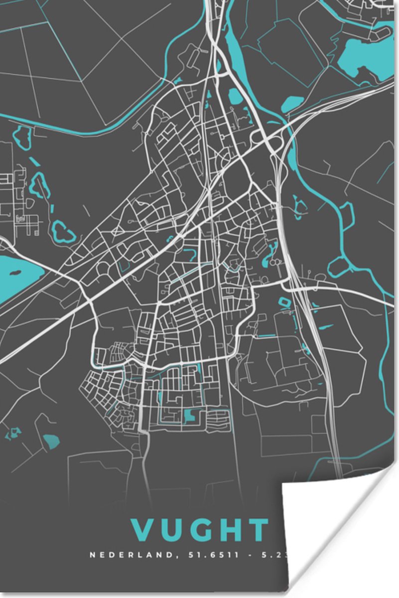 Poster Vught - Stadskaart - Kaart - Plattegrond - 40x60 cm | bol.com