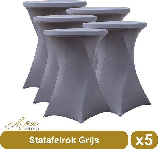 Statafelrok grijs 80 cm - per 5 - partytafel - Alora tafelrok voor statafel -... | bol