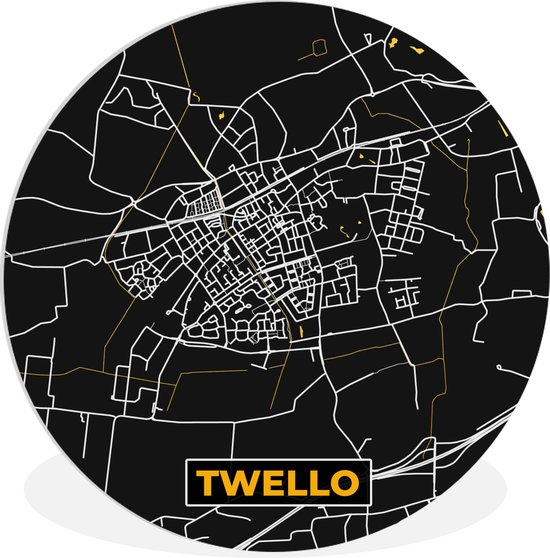 Wall Circle - Wall Circle Indoor - Map - Twello - Noir et Or - City Map - Map - ⌀ 140... | bol.com