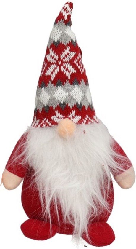 Pluche gnome/dwerg/kabouter decoratie pop/knuffel kleding rood + muts ...