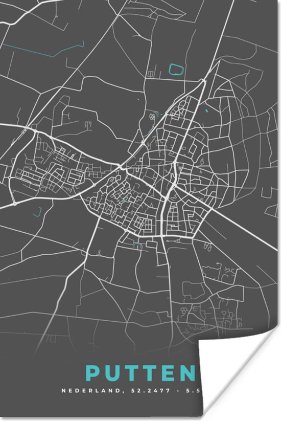 Poster Putten - Stadskaart - Kaart - Plattegrond - 80x120 cm | bol