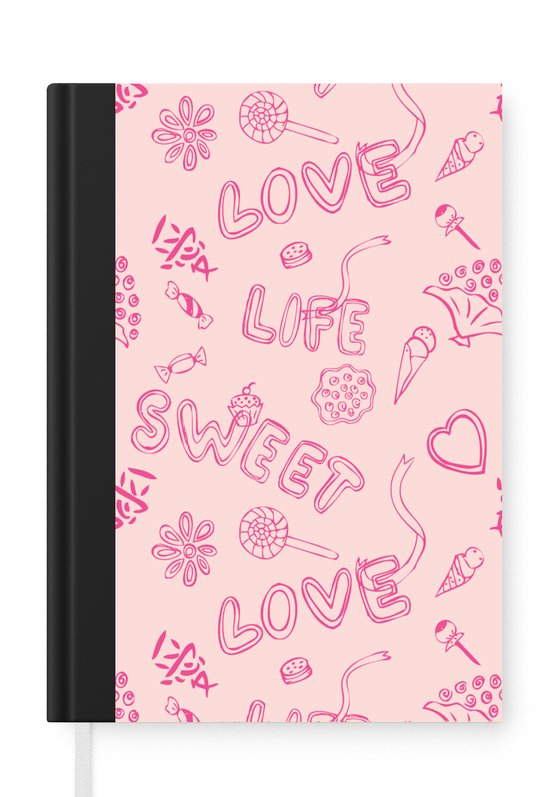 Carnet - Carnet d'écriture - Rose - Motifs - Hartjes - Carnet - Format ...