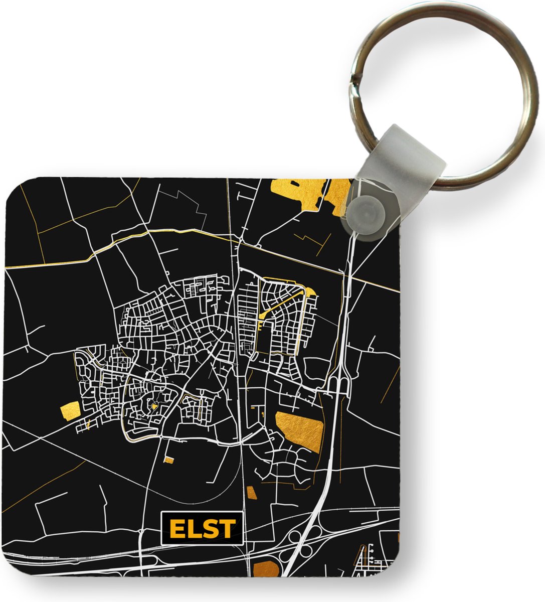 Sleutelhanger - Uitdeelcadeautjes - Elst - Goud - Kaart - Plattegrond ...
