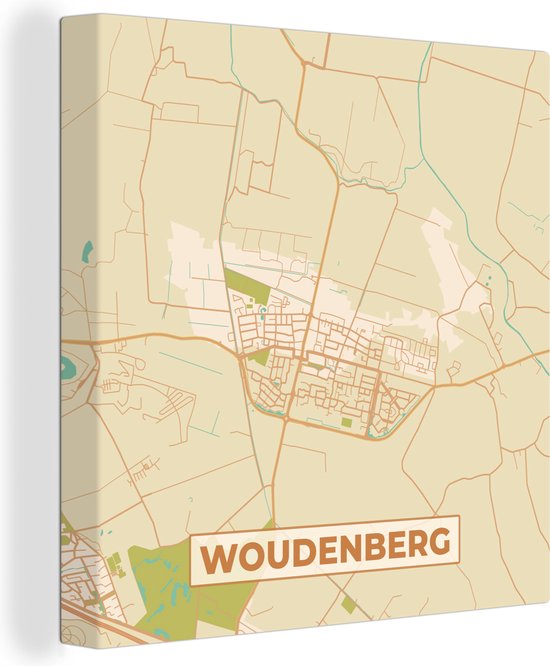 Canvas Schilderij Woudenberg - Stadskaart - Kaart - Plattegrond - 50x50 ...