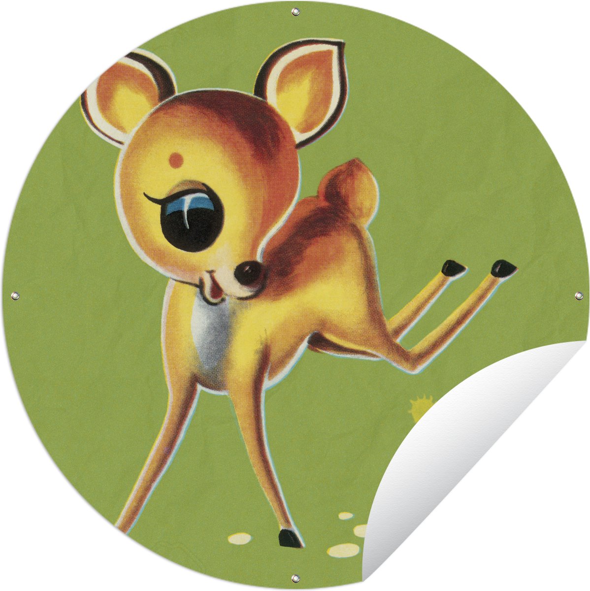 Tuincirkel een blij en jong hert - 120x120 cm - Ronde Tuinposter ...