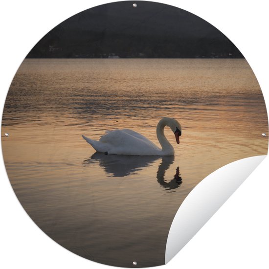 Garden Circle Swan - Sunset - 90x90 cm - Affiche de Jardin Ronde ...