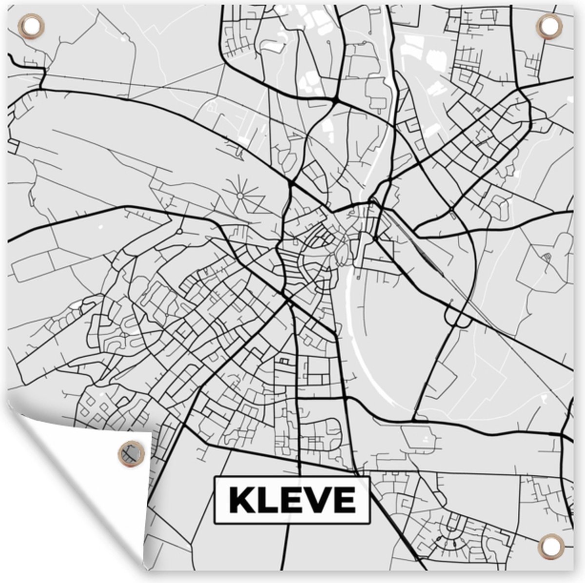 Tuindoek Stadskaart - Kleve - Kaart - Duitsland - Plattegrond - 100x100 ...