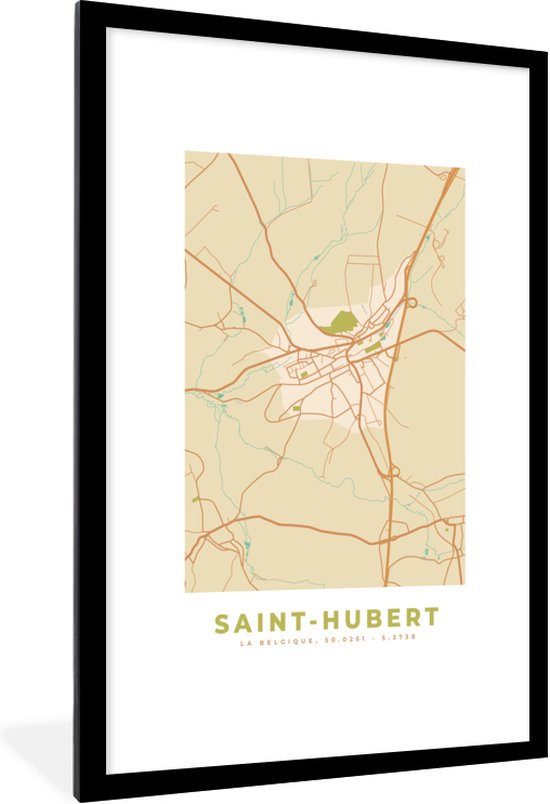 Fotolijst incl. Poster - Kaart - Saint-Hubert - België - Plattegrond ...