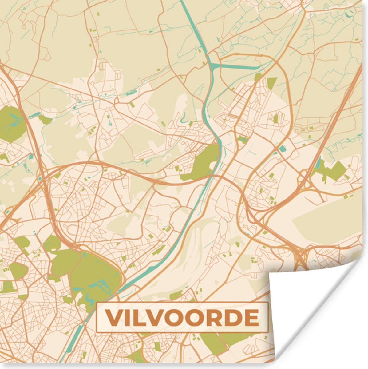 Affiche Vilvorde - Vintage - Carte - Plan de ville - Plan d'étage ...