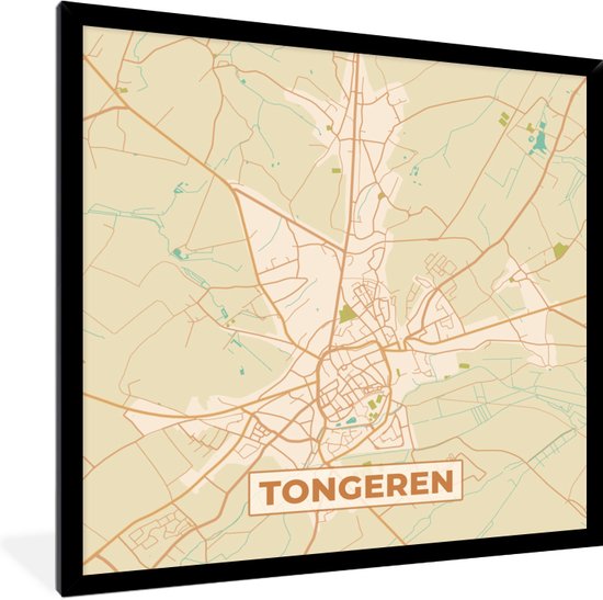 Fotolijst incl. Poster - Retro - Tongeren - Kaart - Plattegrond ...