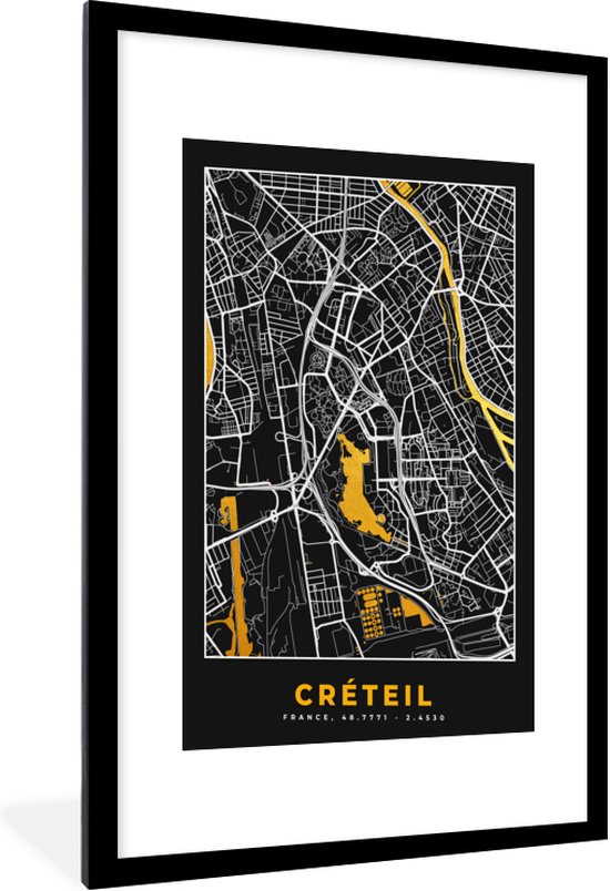 Fotolijst incl. Poster - Plattegrond – Stadskaart – Créteil - Frankrijk ...