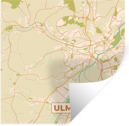 Muurstickers - Kaart - Vintage - Plattegrond - Ulm - Stadskaart - 80x80 ...