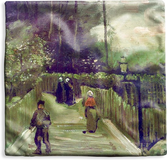 Kussenhoes 60x60 cm - Hellend pad in Montmartre - Schilderij van Vincent van Gogh -... | bol