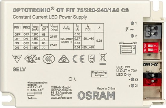Osram Optotronic LED Driver OT FIT 75/220-240/1A6 CS. | bol