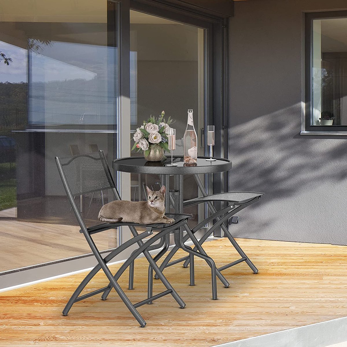 3-delige metalen bistroset, balkonset bistroset Tuinset Tuinmeubelset ...