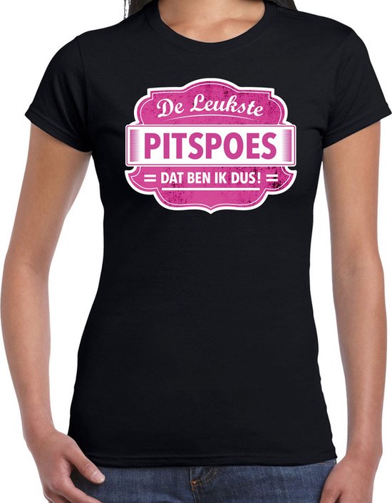Cadeau t-shirt voor de leukste pitspoes voor dames - zwart met roze ...