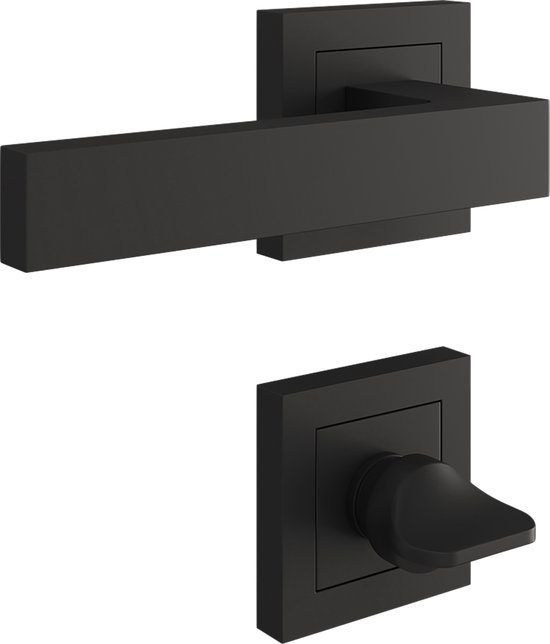 Deurklink - Cerani Melina - Deurbeslag - Deurkruk met WC/Badkamer Rozet - Mat Zwart | bol