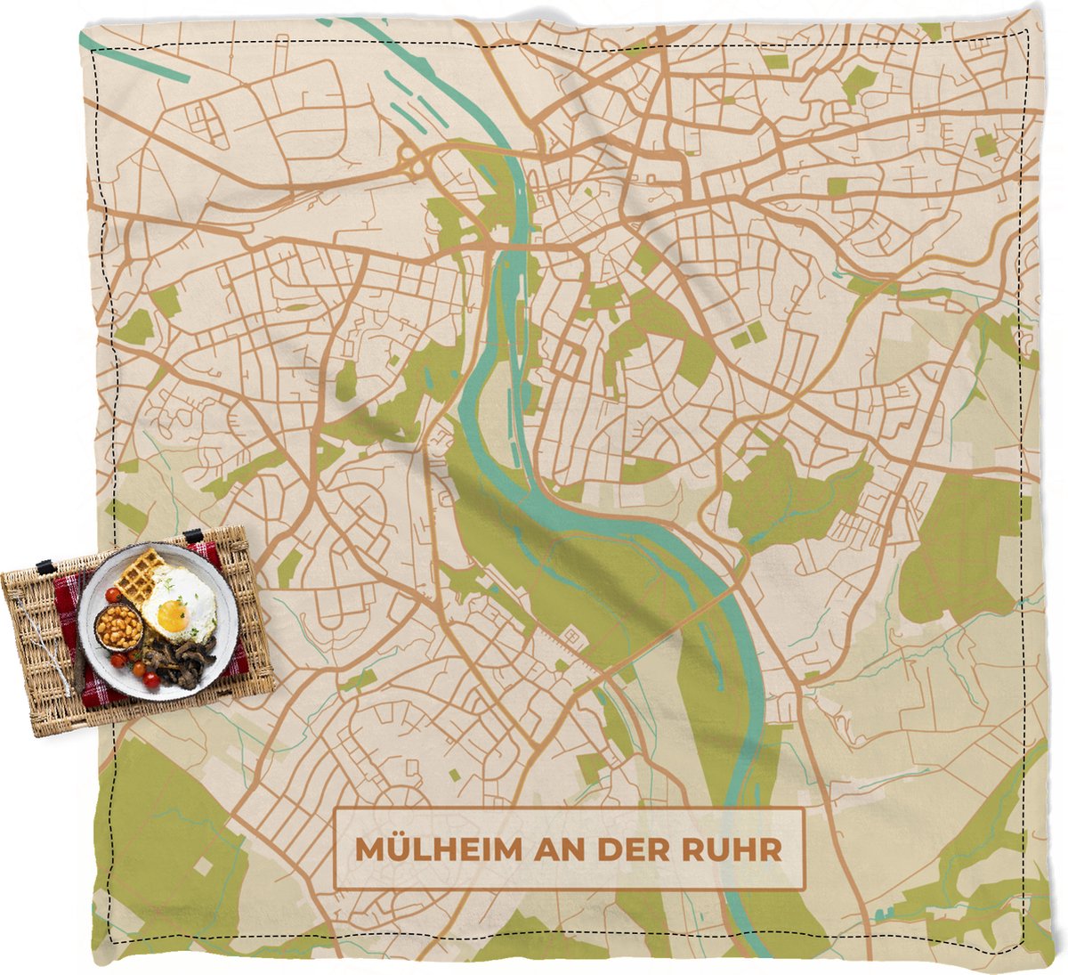 Picknickkleed - Buitenkleed - Kaart - Mulheim an der Ruhr - Vintage ...