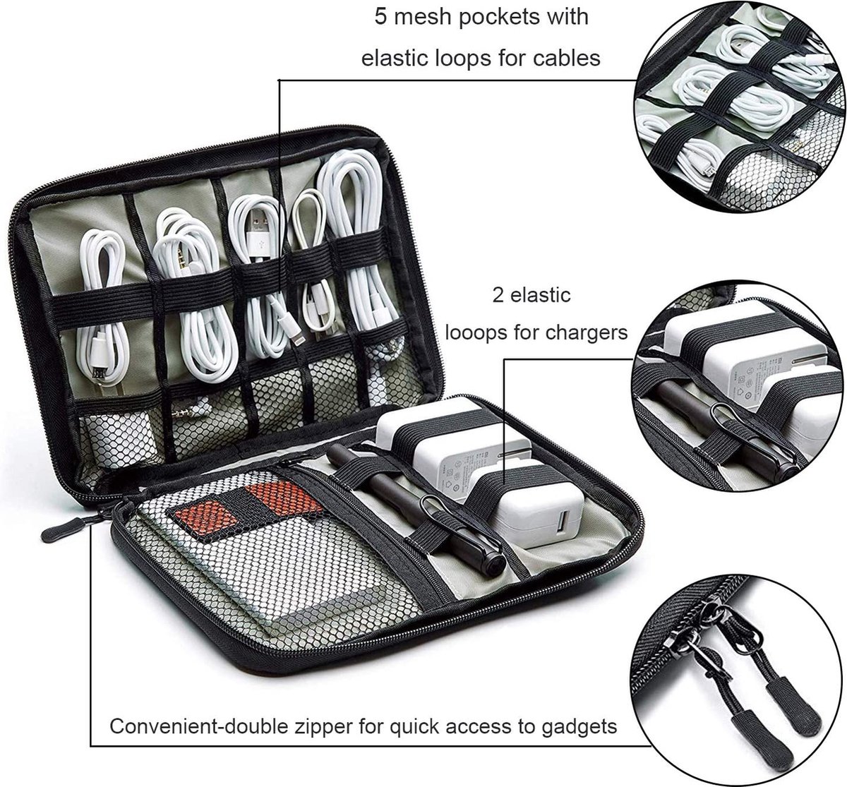 Travel Kabel Organizer Tas - Opbergtas voor Kabels en Accessoires ...