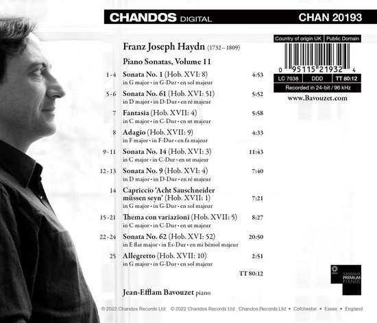 Jean-Efflam Bavouzet - Haydn: Piano Sonatas Vol. 11 (CD), Jean-Efflam ...