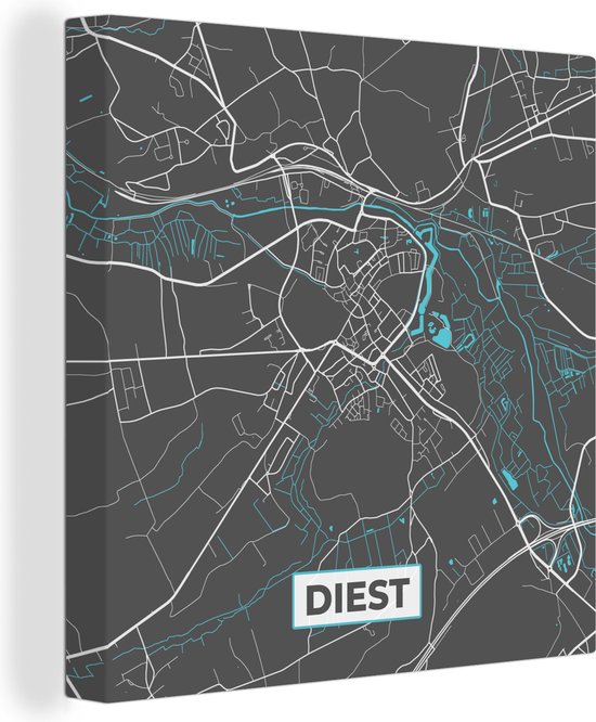 Peinture sur Toile City Map - Grijs - Carte - Diest - België - Carte ...