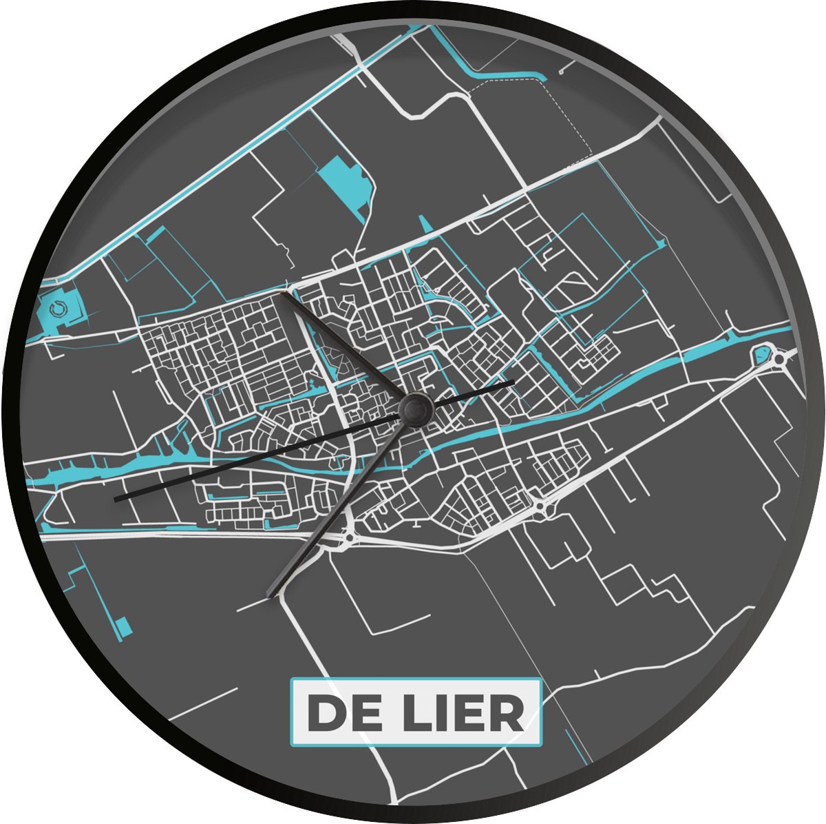 Klok - Ø 30 cm - De Lier - Stadskaart - Kaart - Blauw - Plattegrond ...