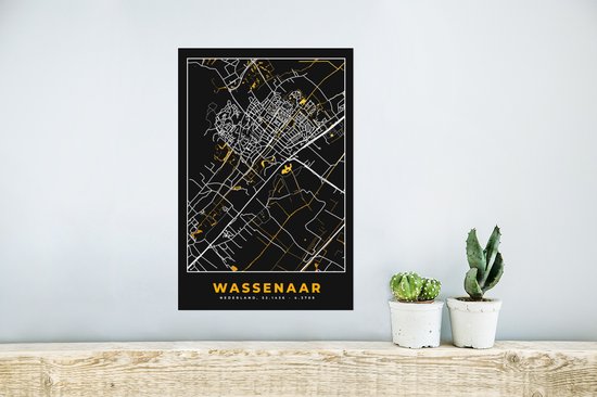 Poster Wassenaar - Black and Gold - Stadskaart - Plattegrond - Kaart ...