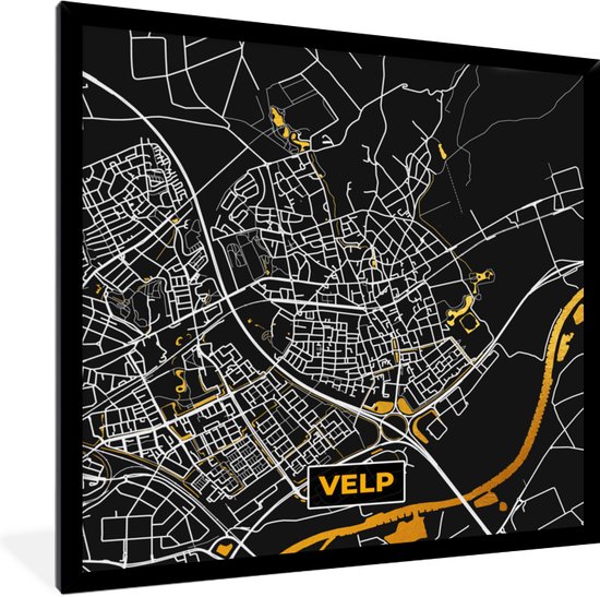 Fotolijst incl. Poster - Velp - Plattegrond - Kaart - Stadskaart - Goud ...