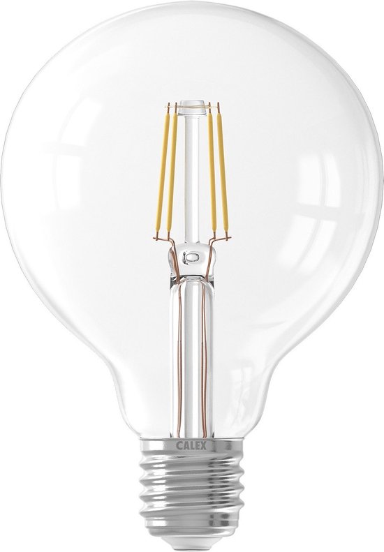 Calex filament LED Globelamp G125 E27 4.5W 470lm 2300K Helder Dimbaar Ø12.5cm | bol