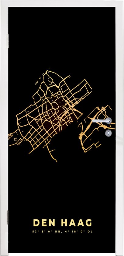 Deursticker Plattegrond - Den Haag - Stadskaart - Kaart - 90x235 cm ...