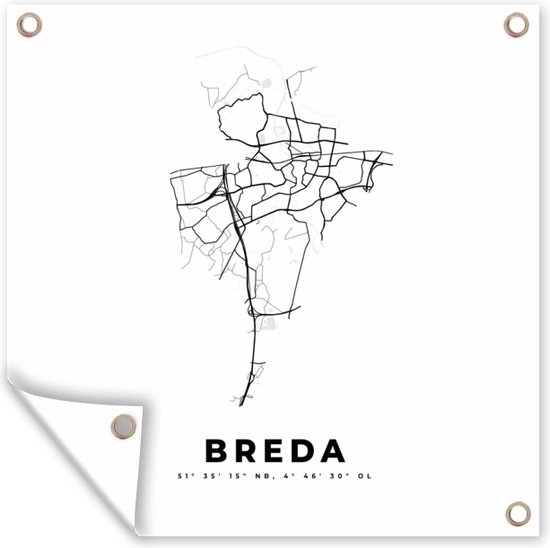 Tuinposters Nederland – Breda – Stadskaart – Kaart – Zwart Wit ...