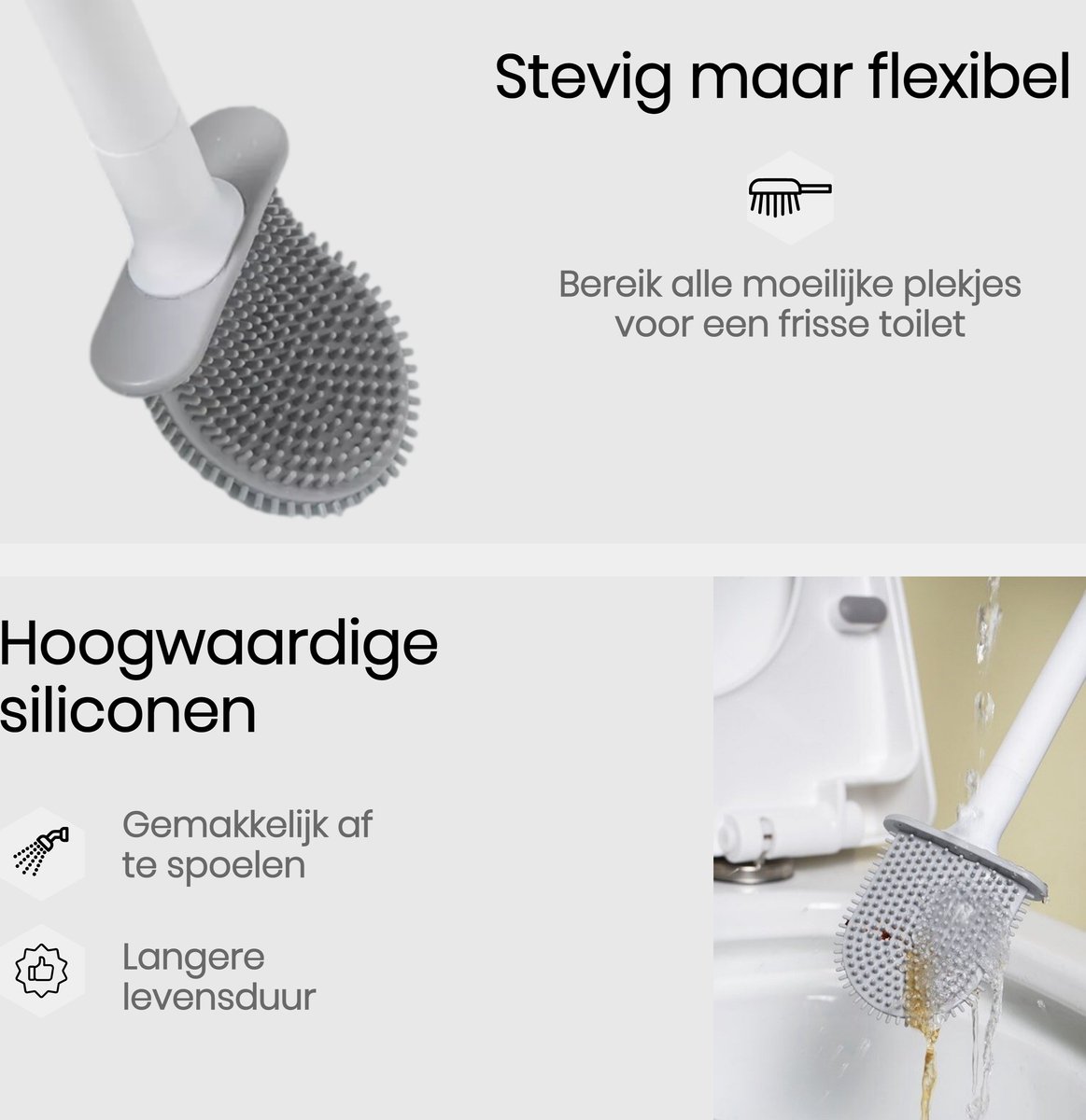 Wc borstel – Flexibele Toiletborstel – Siliconen wc borstel inclusief ...