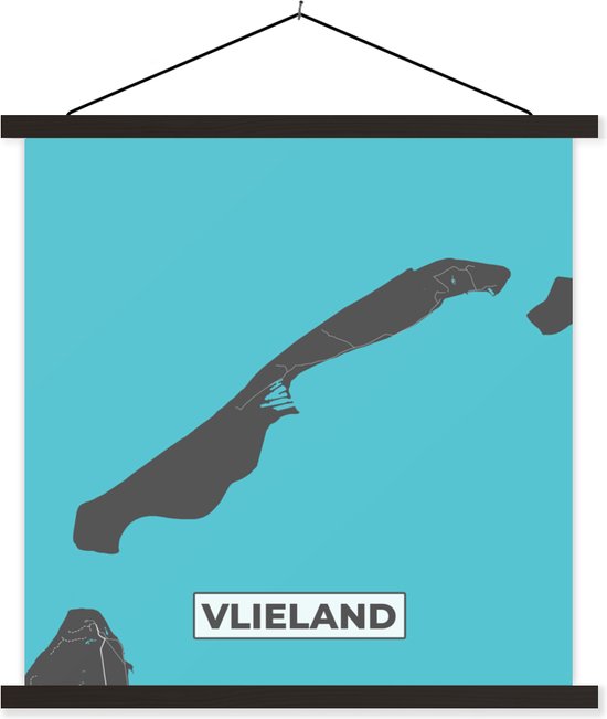 Posterhanger incl. Poster - Schoolplaat - Kaart - Vlieland - Eiland - Stadskaart -... | bol