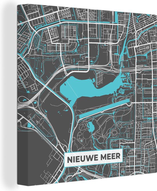 Canvas Schilderij Stadskaart - Plattegrond - Nederland - Kaart - Nieuwe ...
