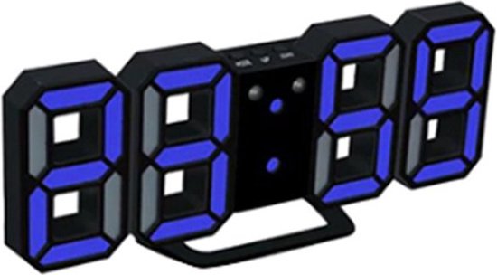 Digitale 3D blauwe LED klok of Moderne tafel lamp - Mini muurklok ...