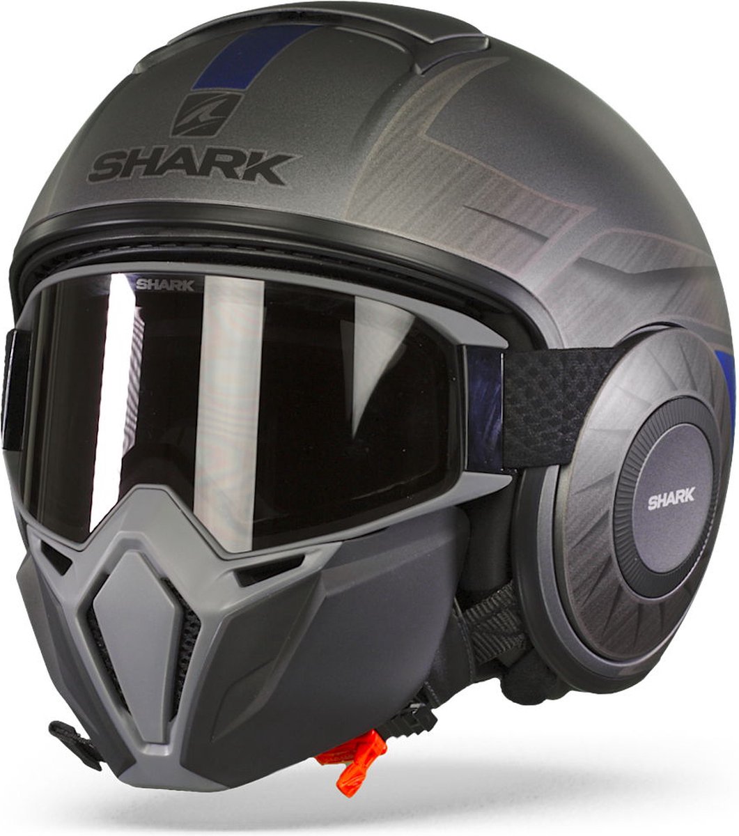 SHARK STREET DRAK TRIBUTE RM Motorhelm jethelm Mat Antraciet Chroom ...