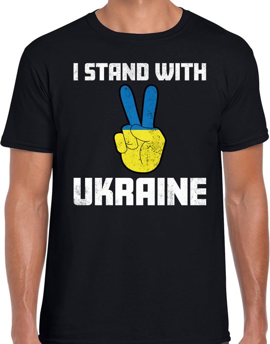 I stand with Ukraine t-shirt zwart heren - Oekraine protest ...