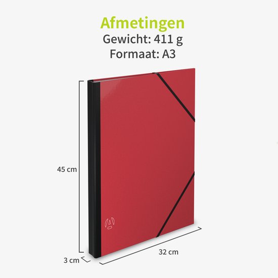 ACROPAQ Tekenmap A3 - 32 x 45 cm, met Elastieken, Rood | bol