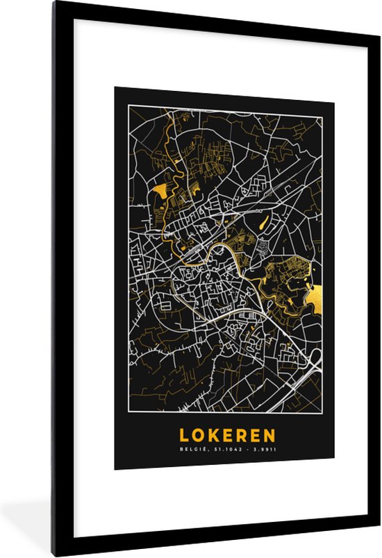 Fotolijst incl. Poster - Goud - Stadskaart - Plattegrond - Lokeren ...