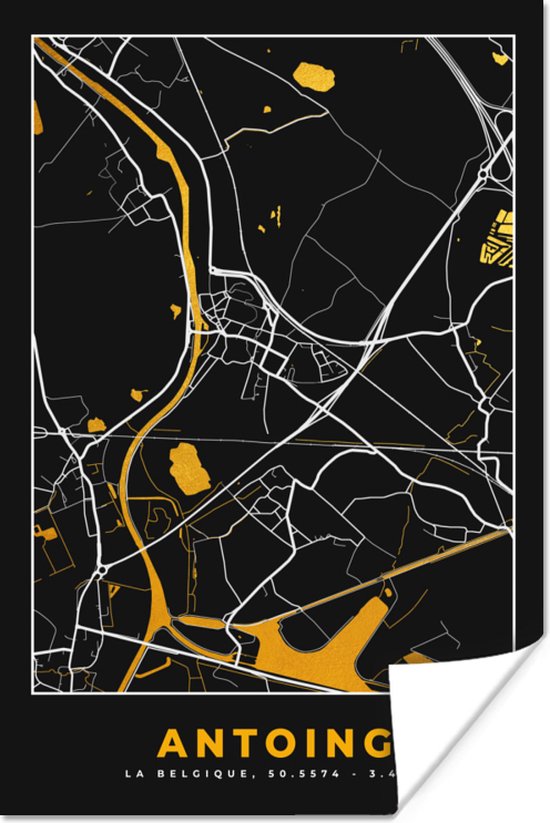 Affiche Antoing - Or - Carte - Plan - Plan de ville - 120x180 cm XXL ...