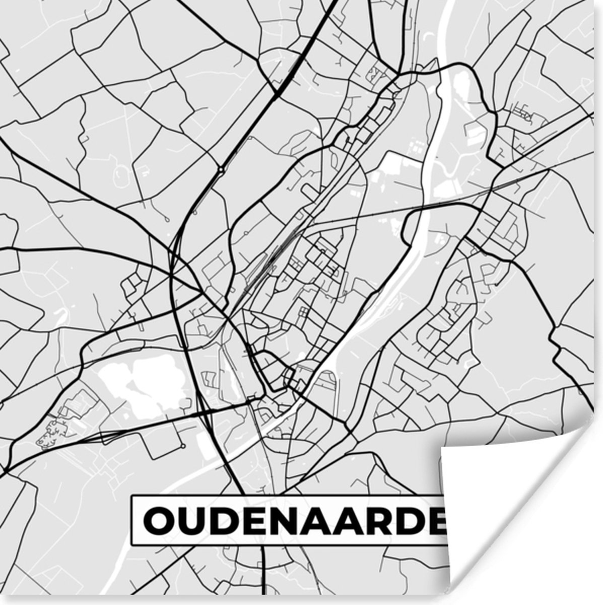 Poster Stadskaart – Plattegrond – België – Zwart Wit – Oudenaarde ...
