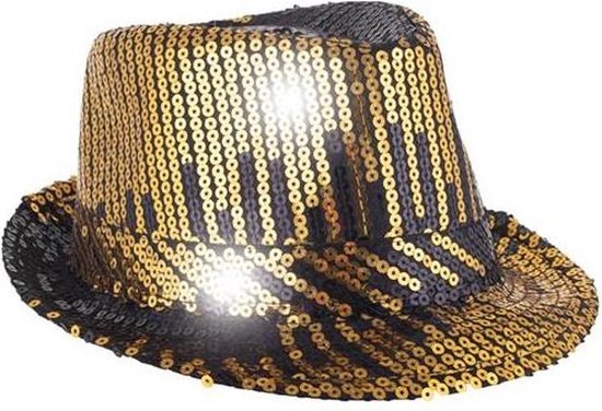 Hoed Popstar - Pailletten - Zwart/Goud - Disco - Glitter Hoed - One ...