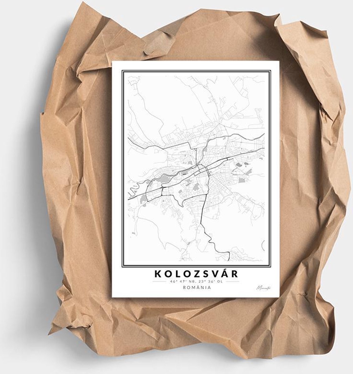 MINUSTO Poster - Stad Kolozsv?r - 42 X 30 Cm - Wit | bol.com