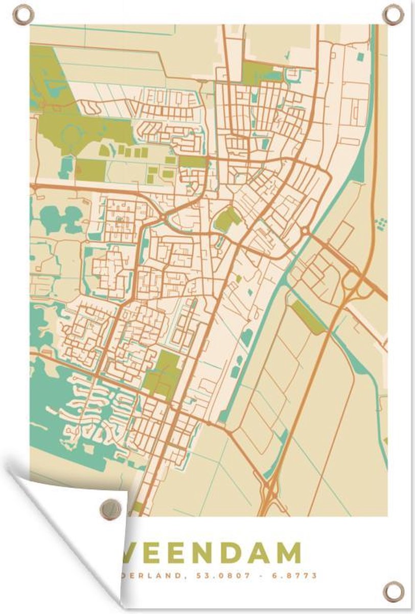 Tuinposters buiten Plattegrond - Veendam - Vintage - 60x90 cm ...
