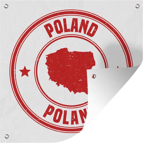 Tuinposters tekening van een rode stempel van Polen - 50x50 cm ...