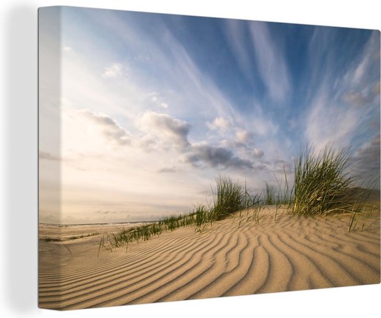 Canvas - Schilderijen op canvas - Strand - Duin - Planten - Zee - 120x80 cm - Canvas... | bol