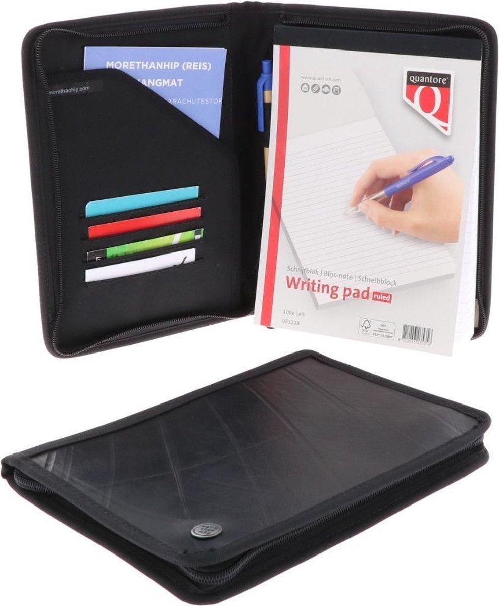 Schrijfmap A5 met Rits - Gerecyclede Autoband - Conferentiemap - Zwart ...