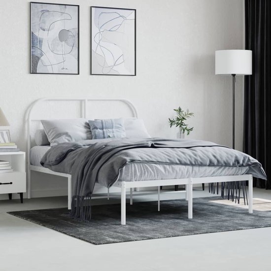 FIONERA Bedframe met hoofdbord metaal wit 120x200 cm | bol